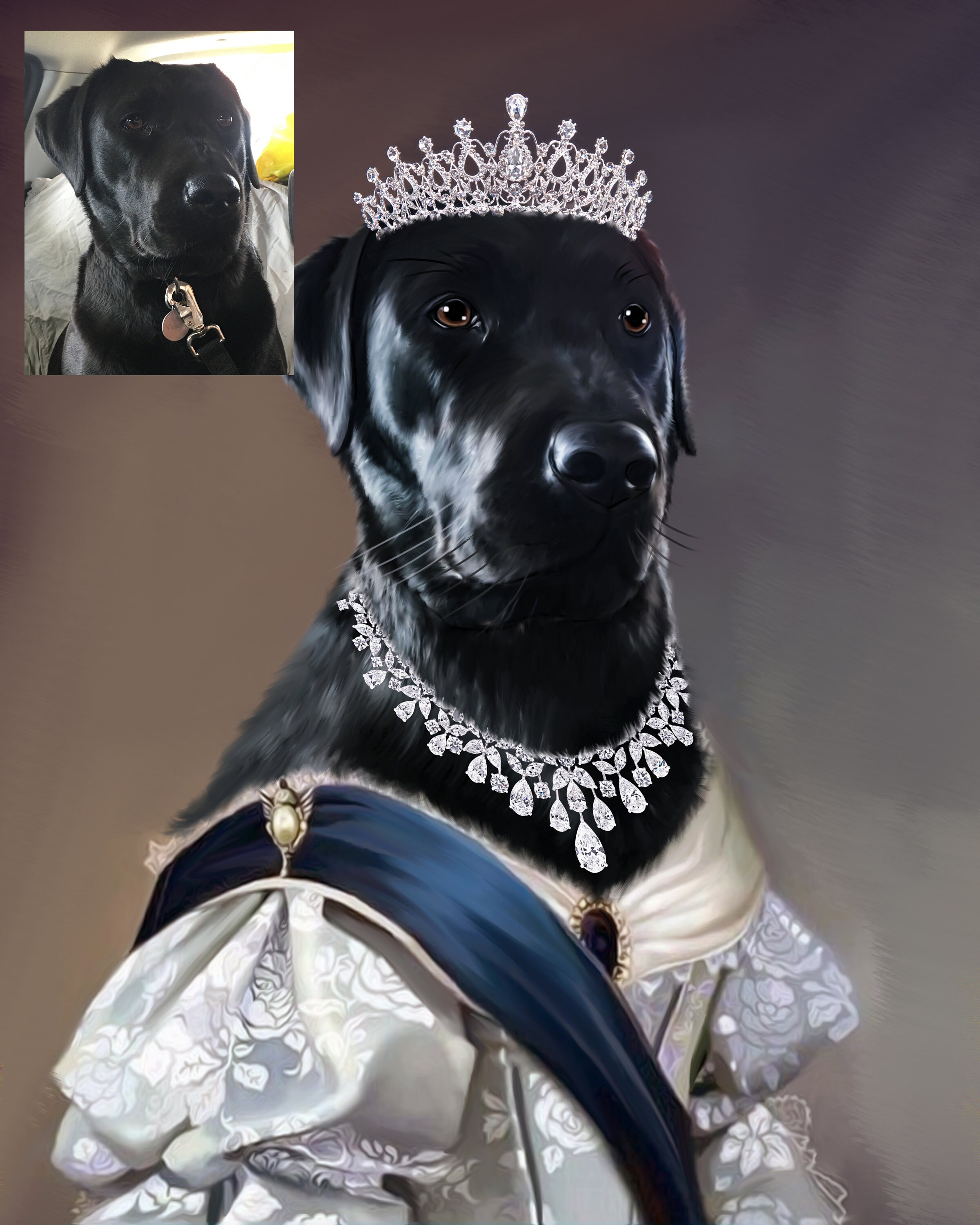 Dogs Queen Custom Royal Portrait. Dog Art. Christmas Gift Gift - Etsy