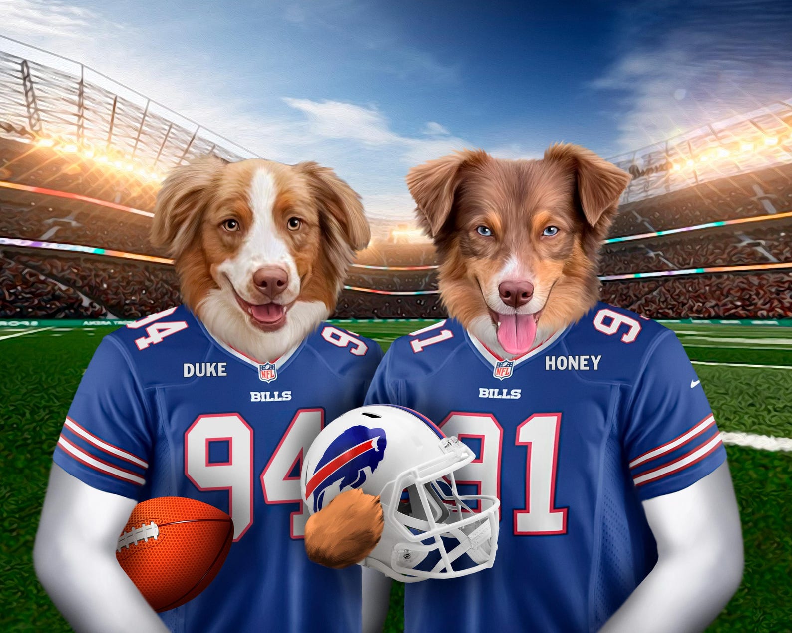Football Custom Dog Portrait, American Football Fun Gift, Custom Dog ...