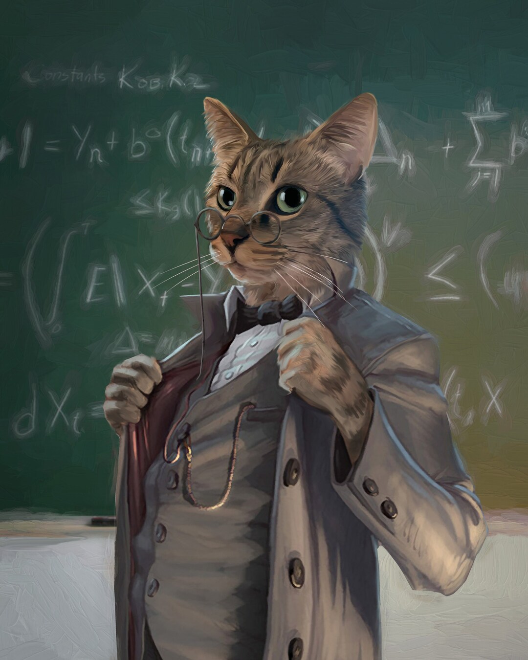 Custom Pet Portrait, Teacher Gift, Lecturer Gift, Professor Cat, Pet ...