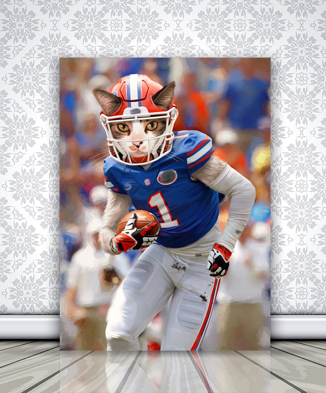 Custom Cat Football Portrait American Football Fun Gift - Etsy