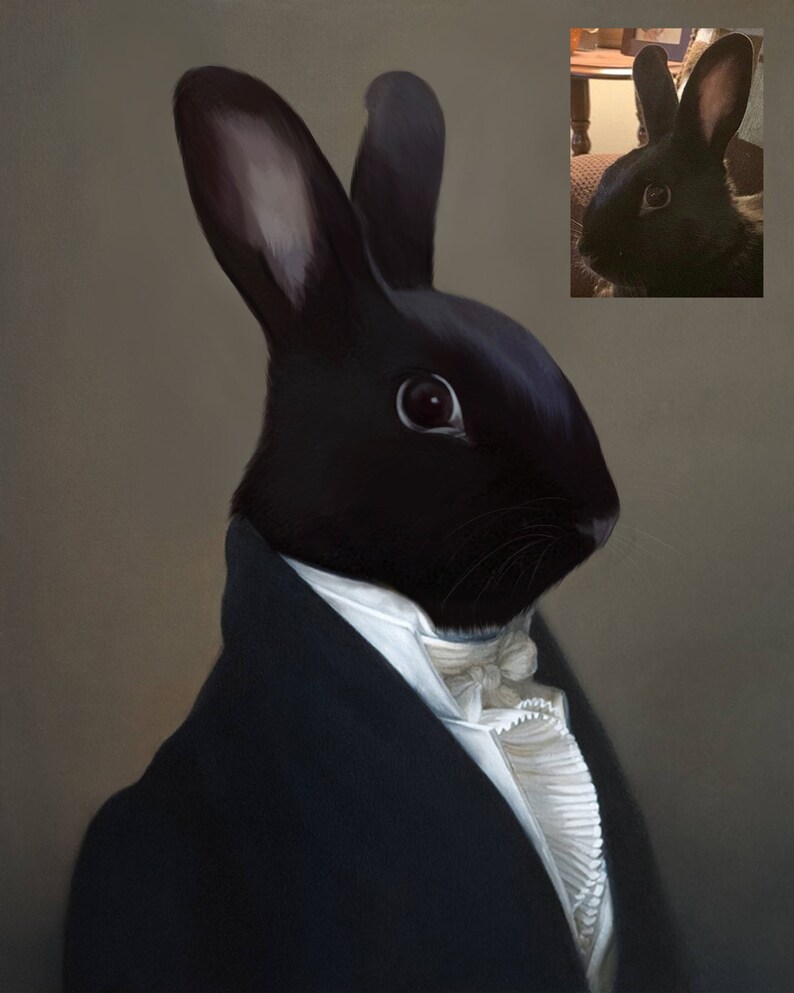 Custom Rabbit Portrait Custom Pet Portrait Regal Pet | Etsy