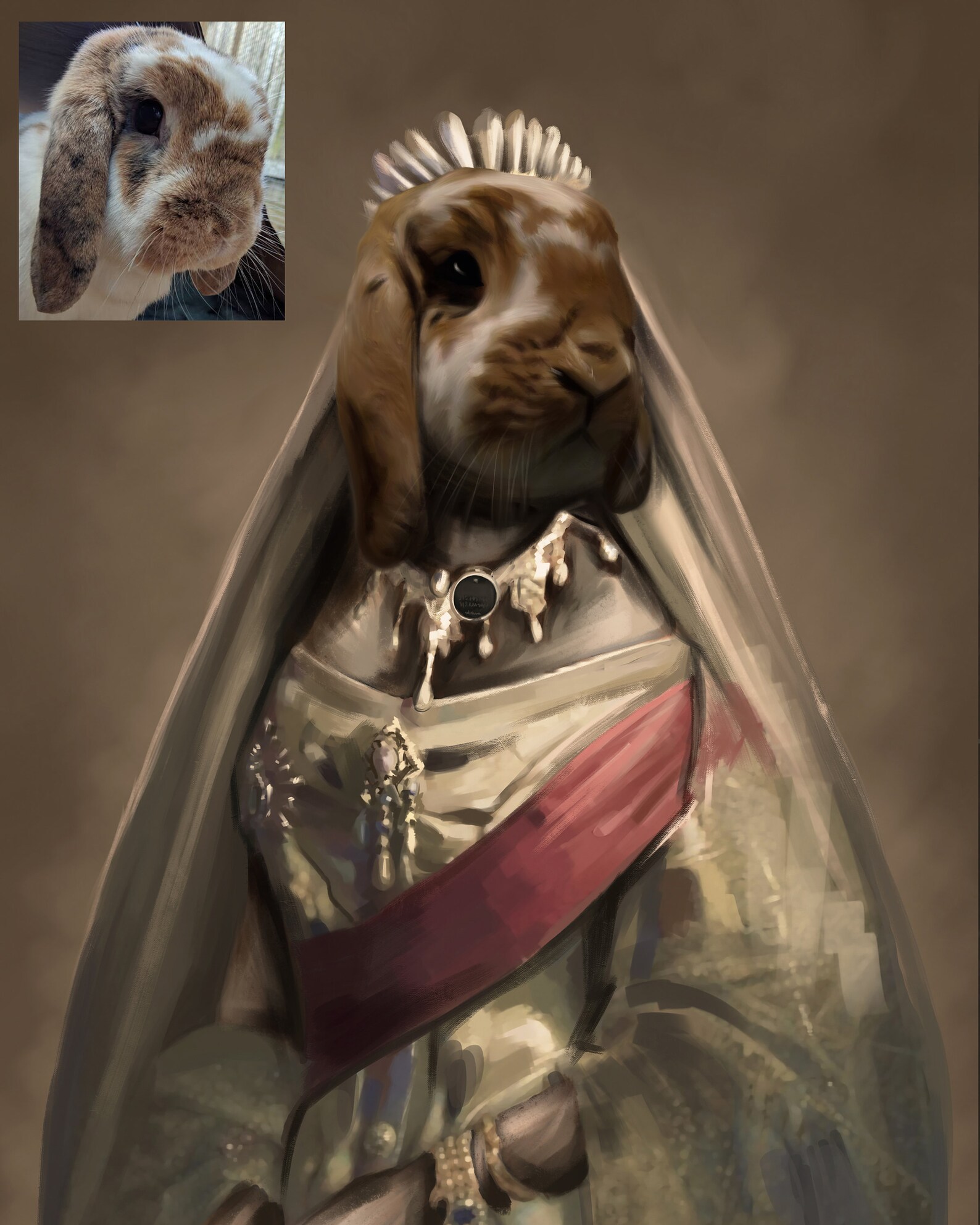 Female Rabbit Princess Portrait Rabbit Owner Christmas Gift - Etsy