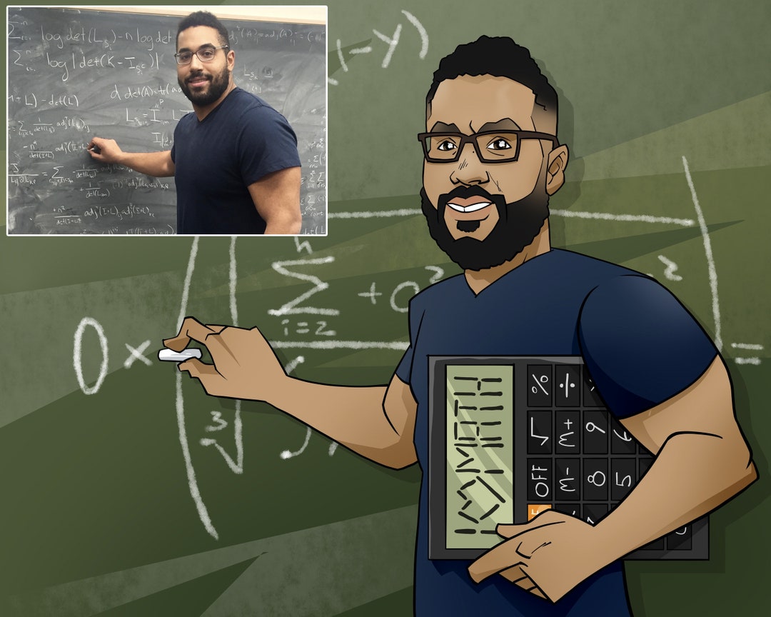 Math Teacher Gift - Custom Cartoon Portrait, Christmas Mathematician ...