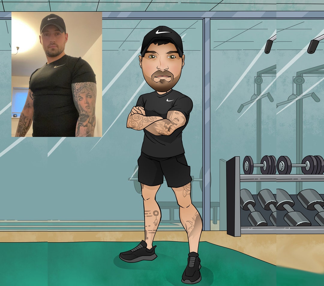 Custom Cartoon Portrait: Gym Instructor Gift - Etsy