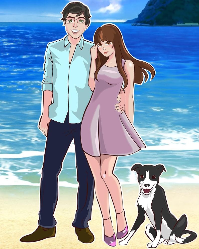 Anime portrait custom portrait family portrait anime gift | Etsy