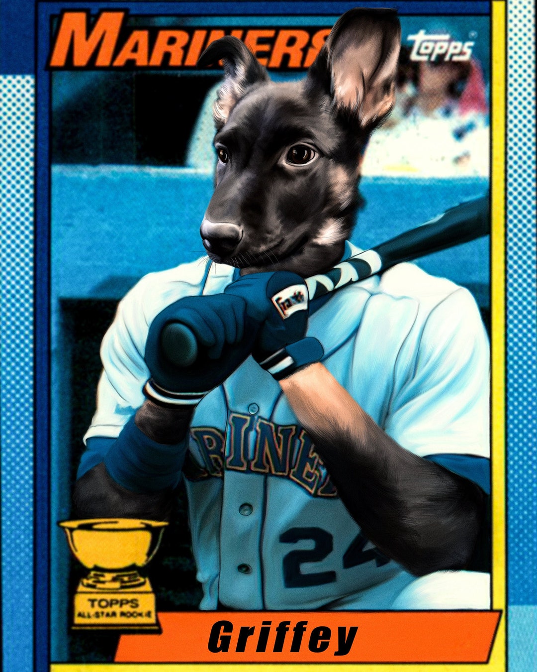 Baseball Custom Dog Portrait, Baseball Fun Gift, Custom Dog Portrait ...