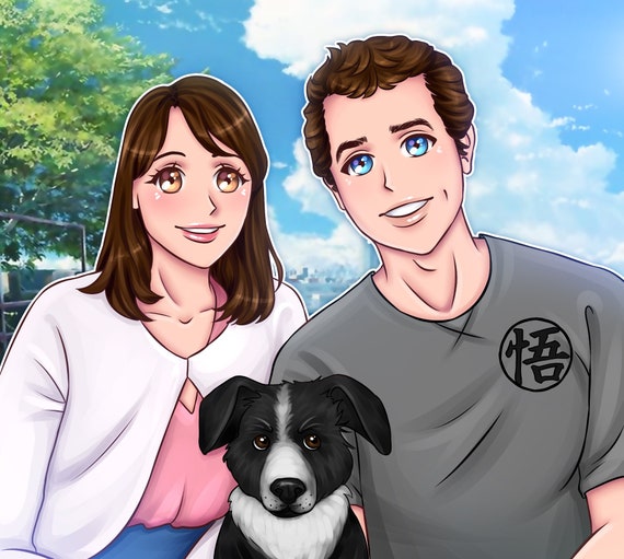 Custom Anime Portrait Anime Christmas Gift Drawing & Illustration ...