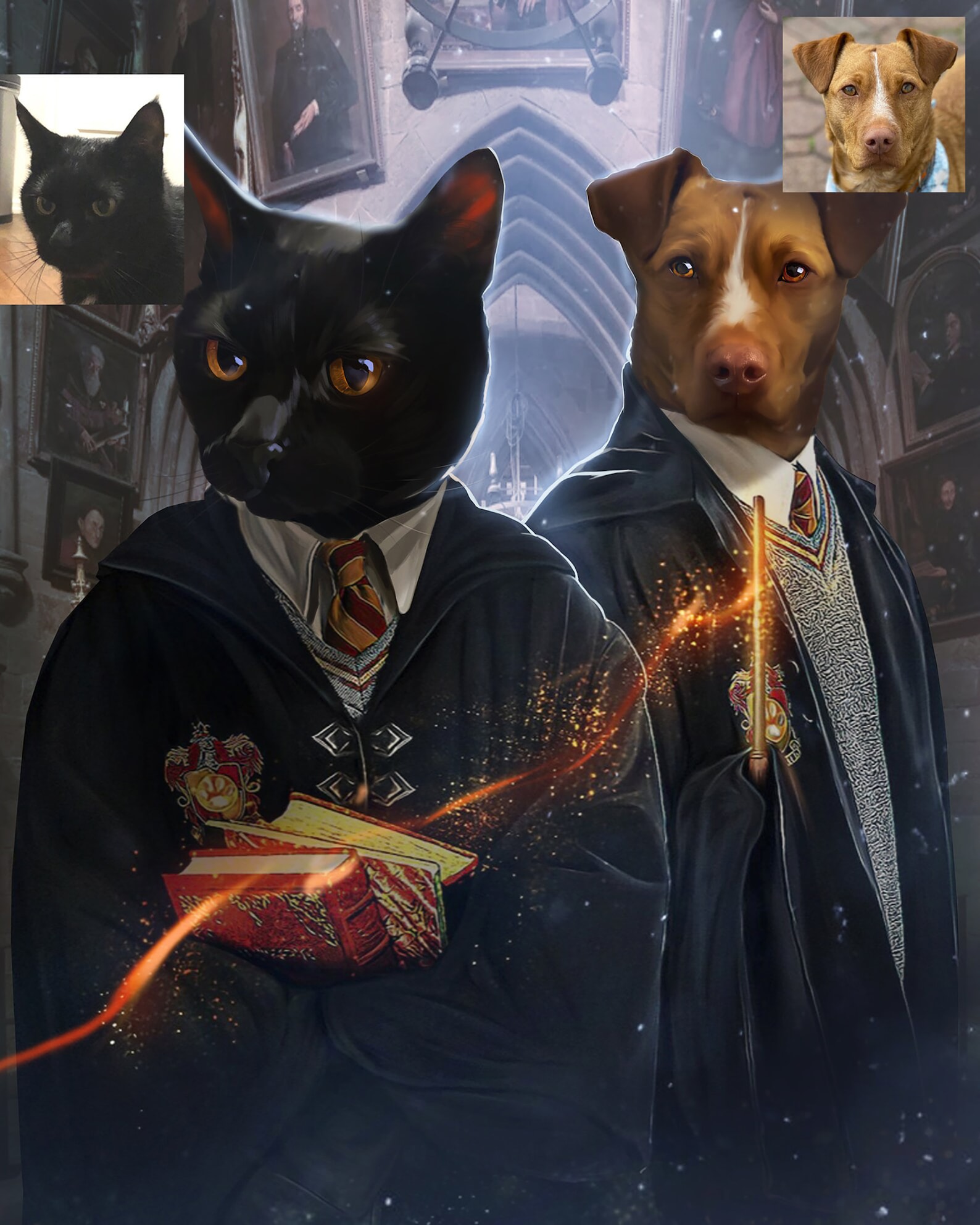 Wizard Cat Portrait Custom Royal Pet Portrait Mage Cat | Etsy