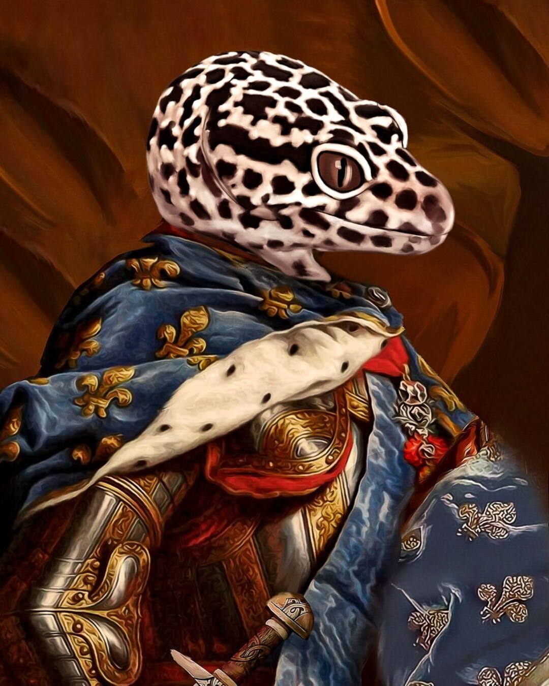 Lizard Royal Portrait, Custom Pet Portrait, Lizard Owner Gift, Reptile ...