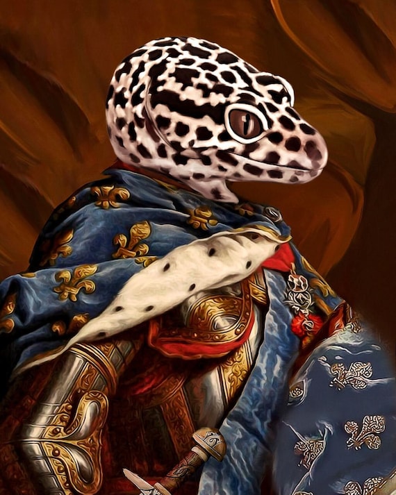 Lizard Royal Portrait Custom Pet Portrait Lizard Owner Gift | Etsy