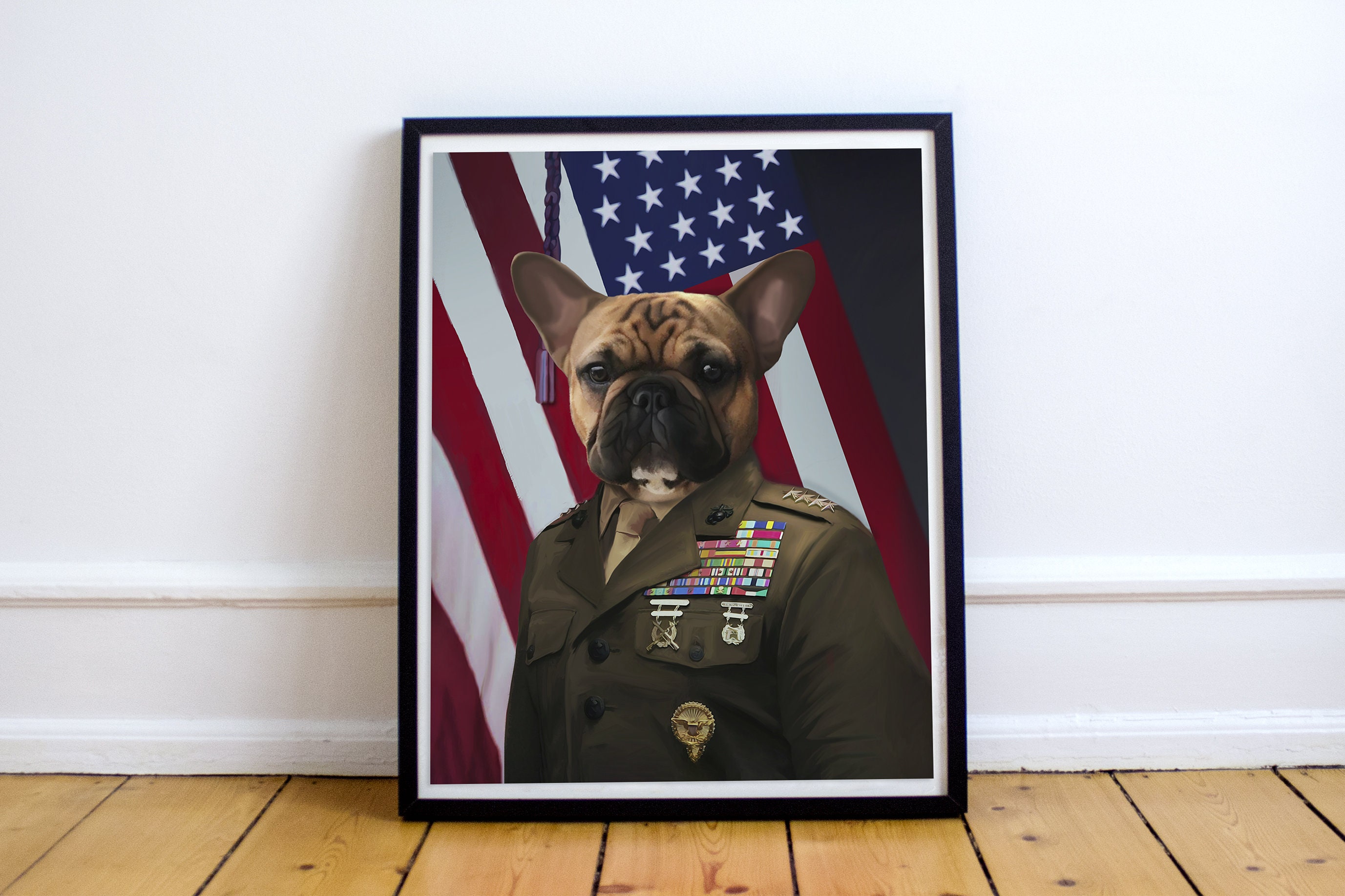 Dog Portrait USA General Military Custom Pet Regal Portrait. - Etsy