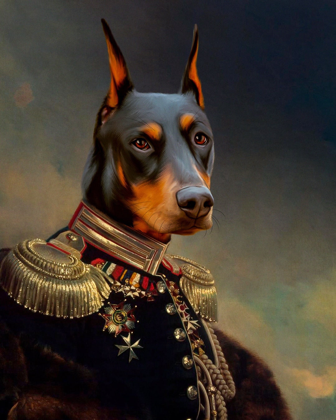 Fathers Day Gift, Custom Doberman Dog Portrait - Dog Lover and Owner ...