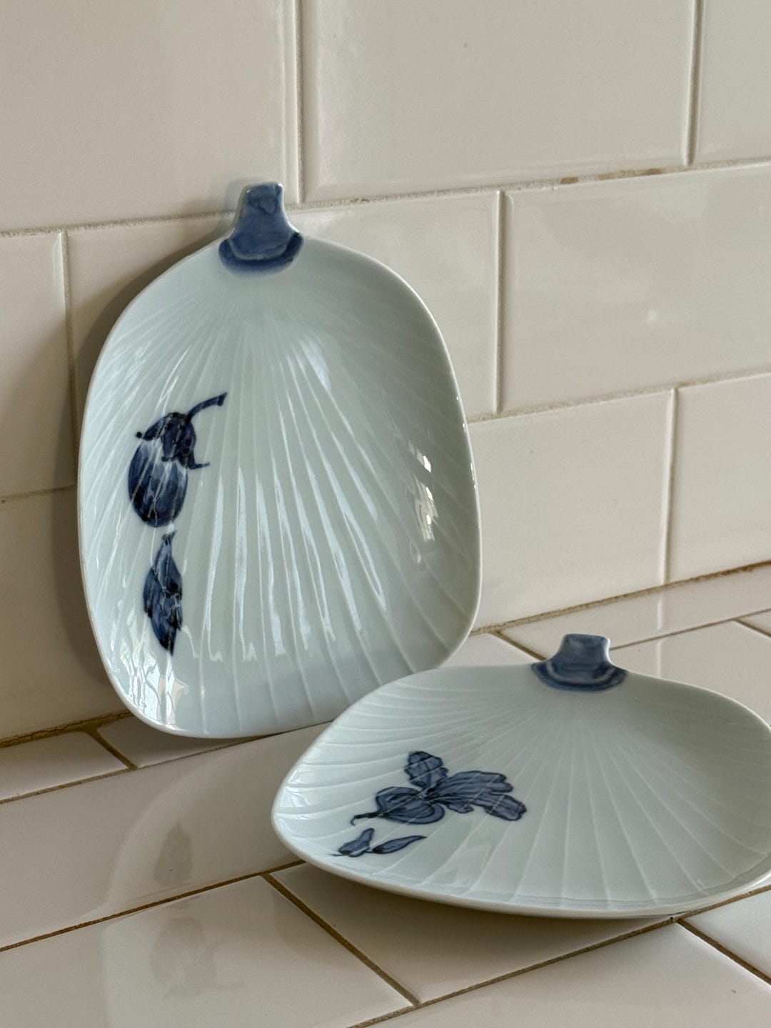 Vintage Neiman Marcus Fan Plates, Light Blue Sushi Appetizer Set - Etsy