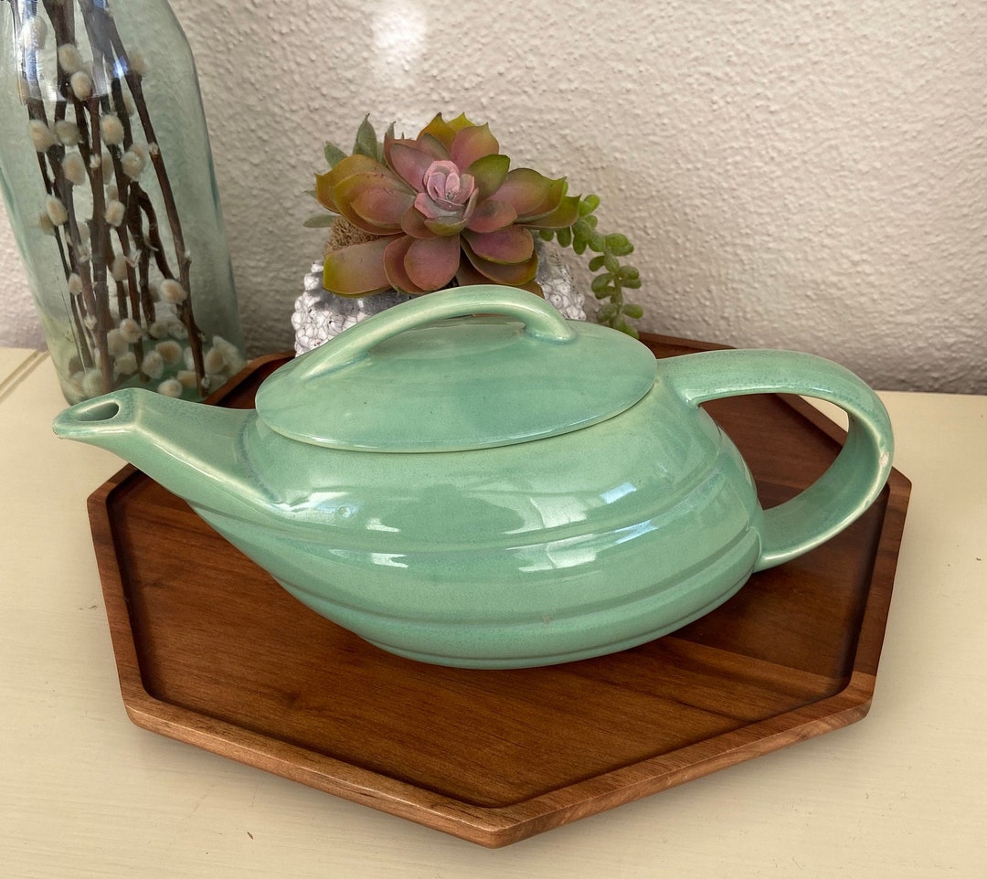 Vintage Bauer Aladdin Teapot, Pottery, Teal/aqua/green - Etsy