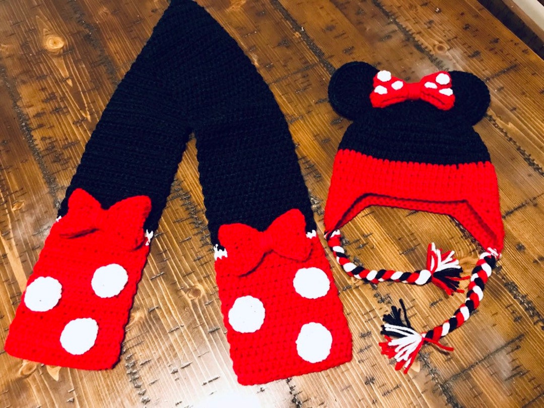 Minnie Mouse Inspired Hat & Scarf Set - Etsy
