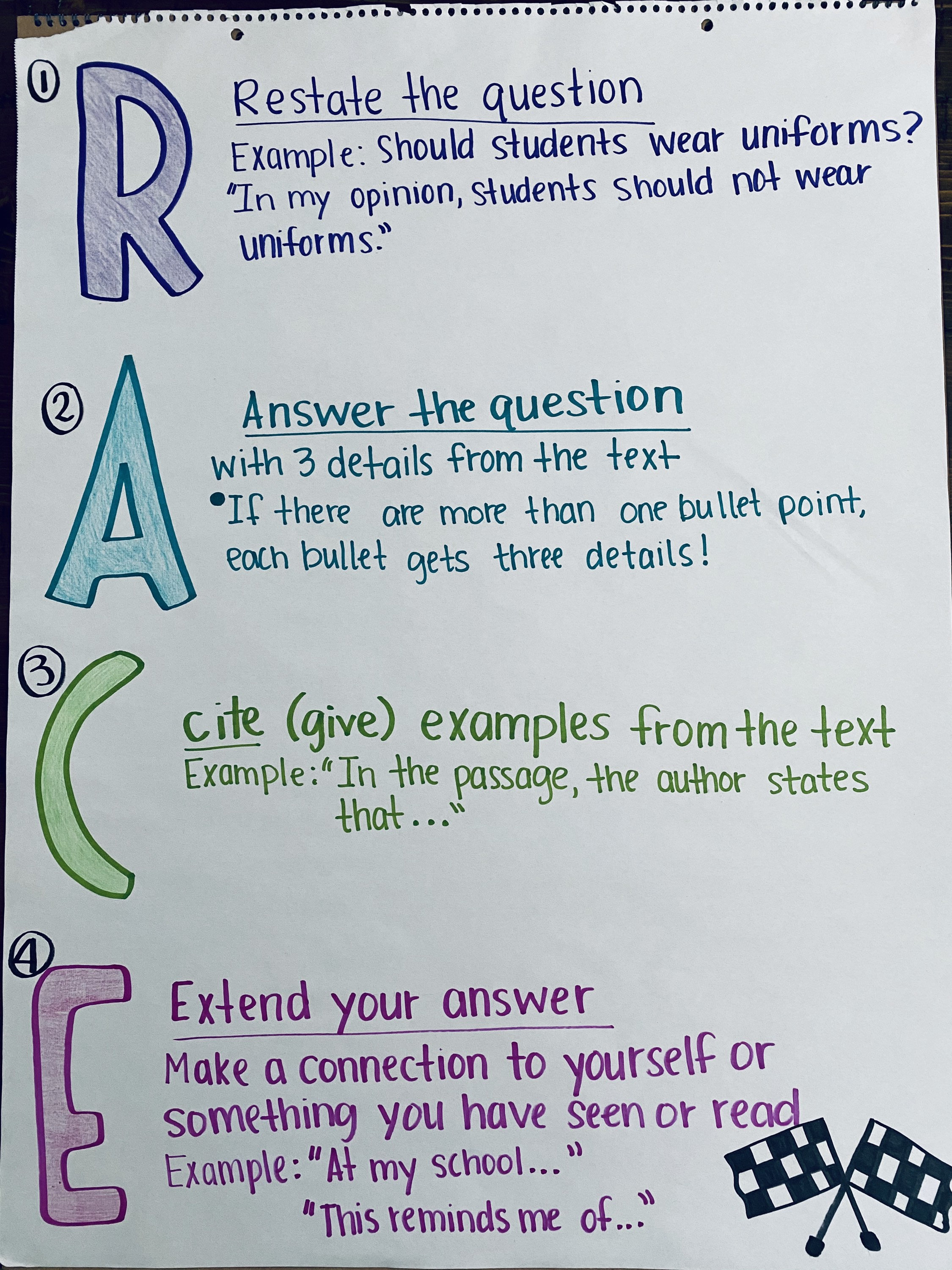 Answering Questions Chart ELA Chart Writing Chart - Etsy