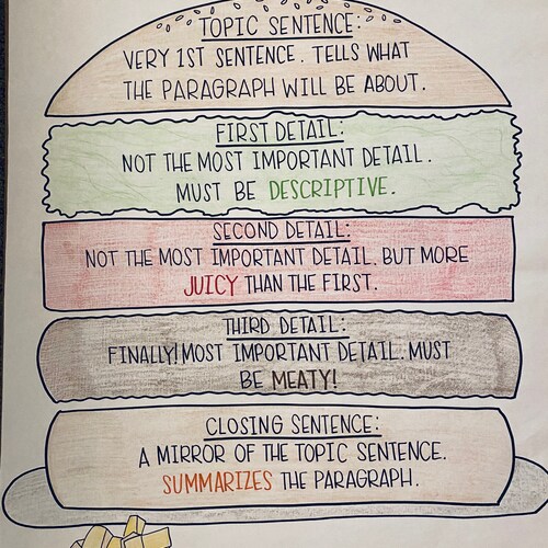 Parts of a Paragraph Anchor Chart - Etsy