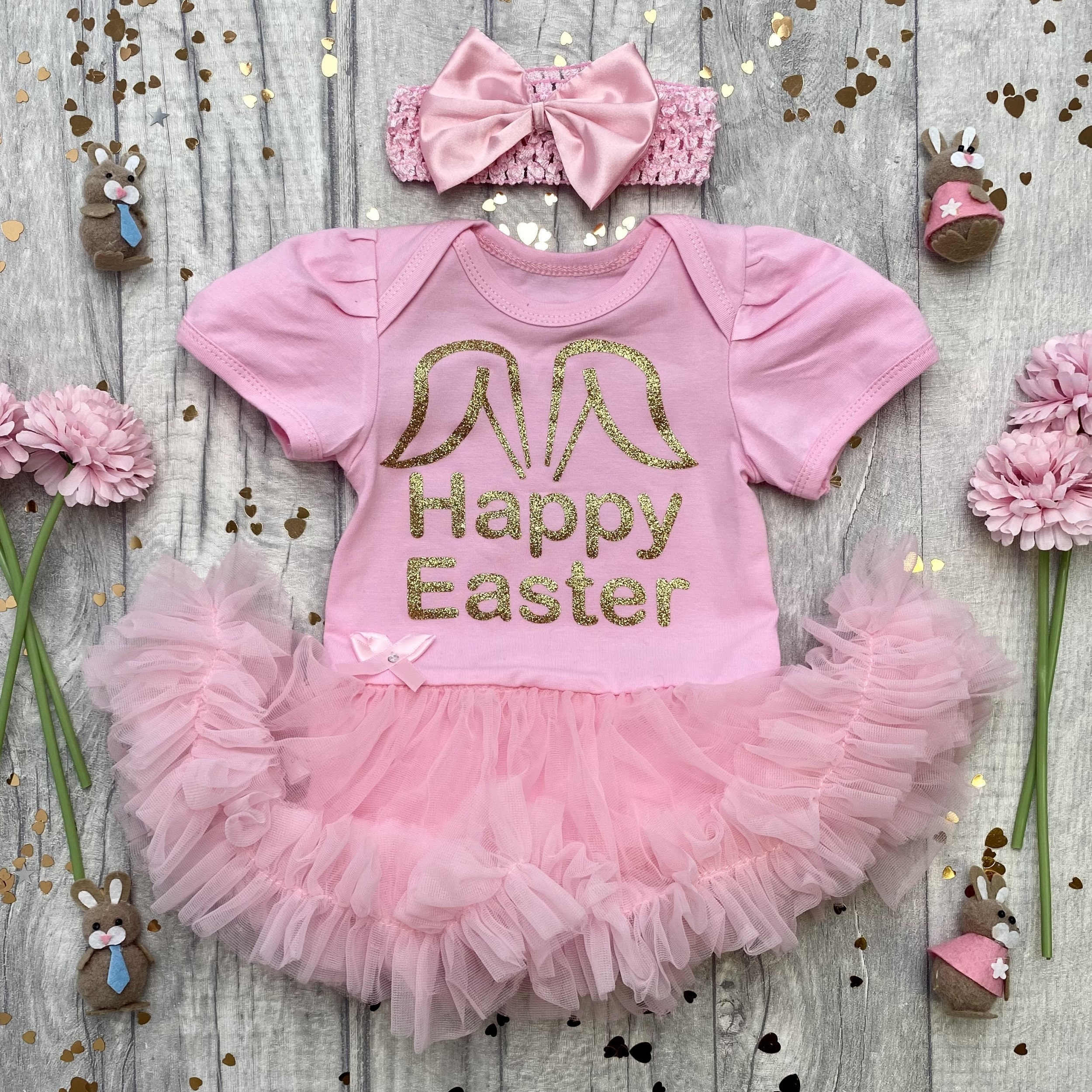 Happy Easter Baby Girl's Tutu Romper With Bow Headband | Etsy