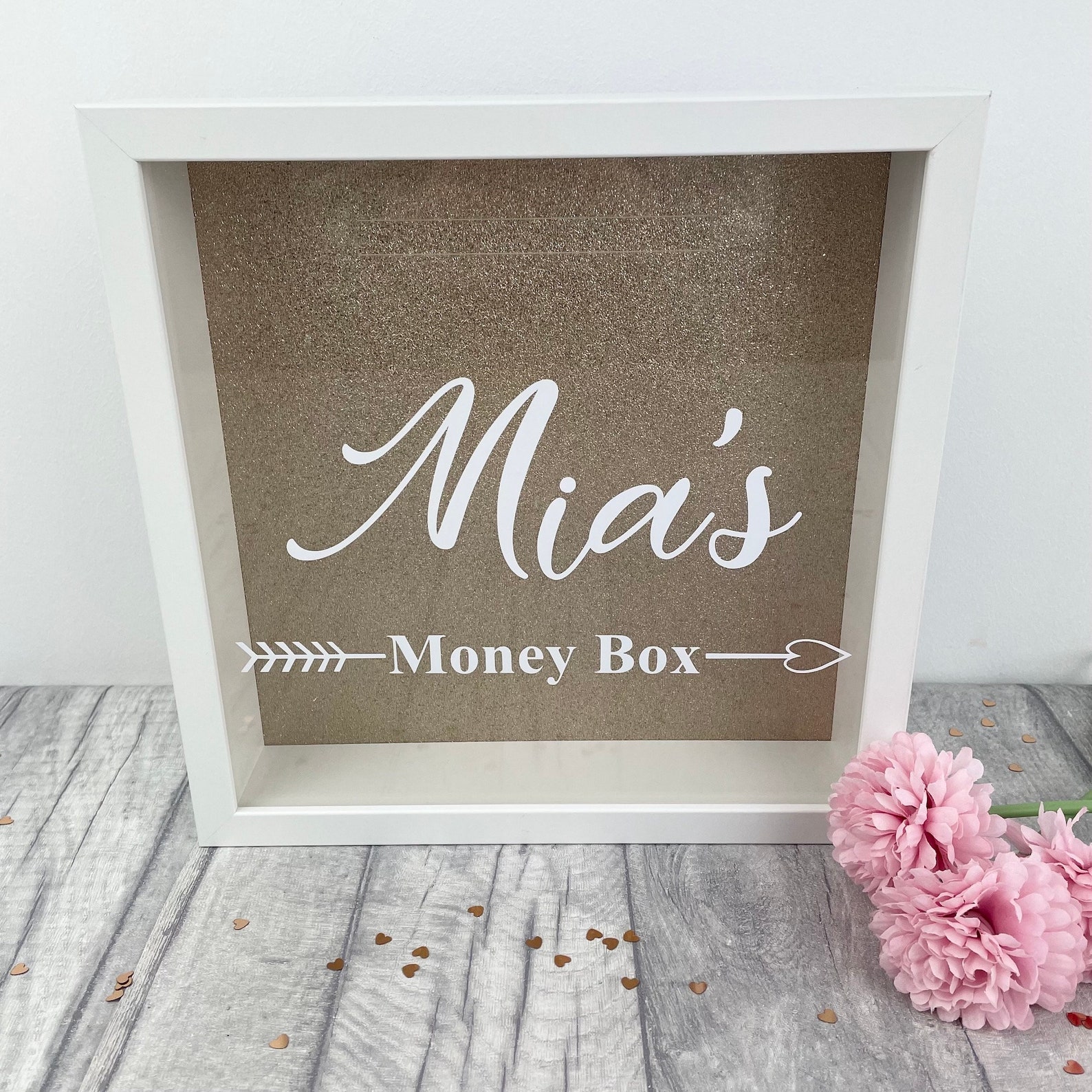 Personalised Money Box Custom White Box Frame Saving Fund - Etsy UK