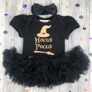 Hocus Pocus Witch Halloween Outfit, Baby Girl's Tutu Romper With Bow ...
