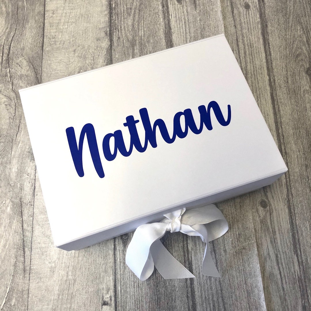 Personalised Gift Box, Luxury White Box With Ribbon Tie, Birthday Gift ...