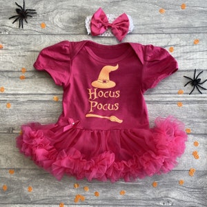 Hocus Pocus Witch Halloween Outfit, Baby Girl's Tutu Romper With Bow ...