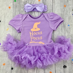 Hocus Pocus Witch Halloween Outfit, Baby Girl's Tutu Romper With Bow ...