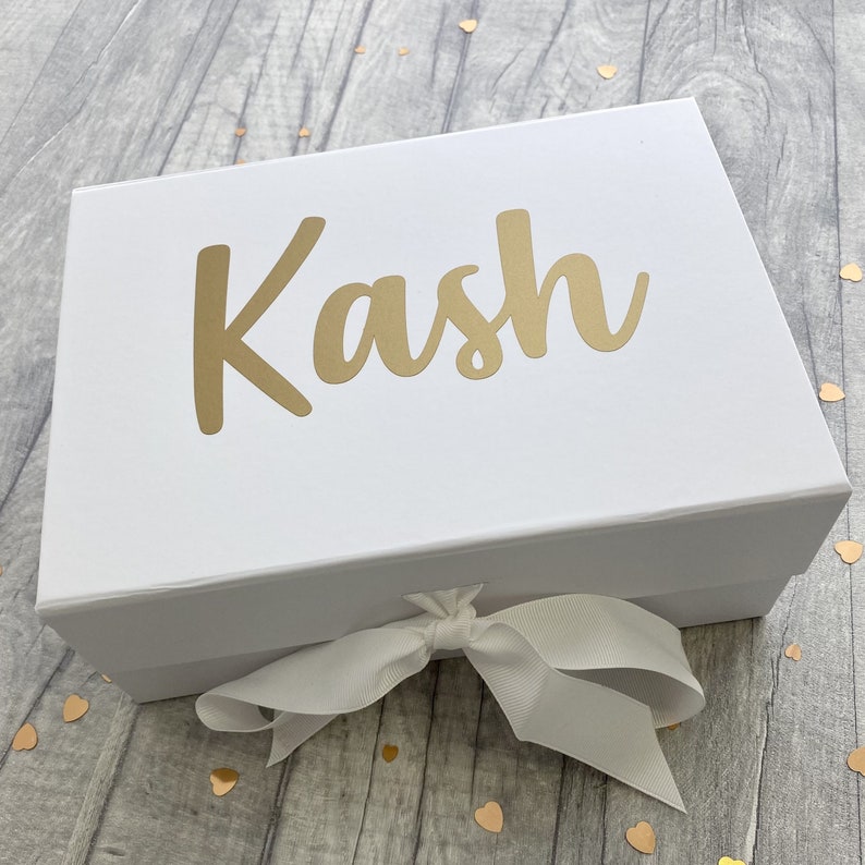 Personalised Gift Box Luxury White Box With Ribbon Tie - Etsy UK