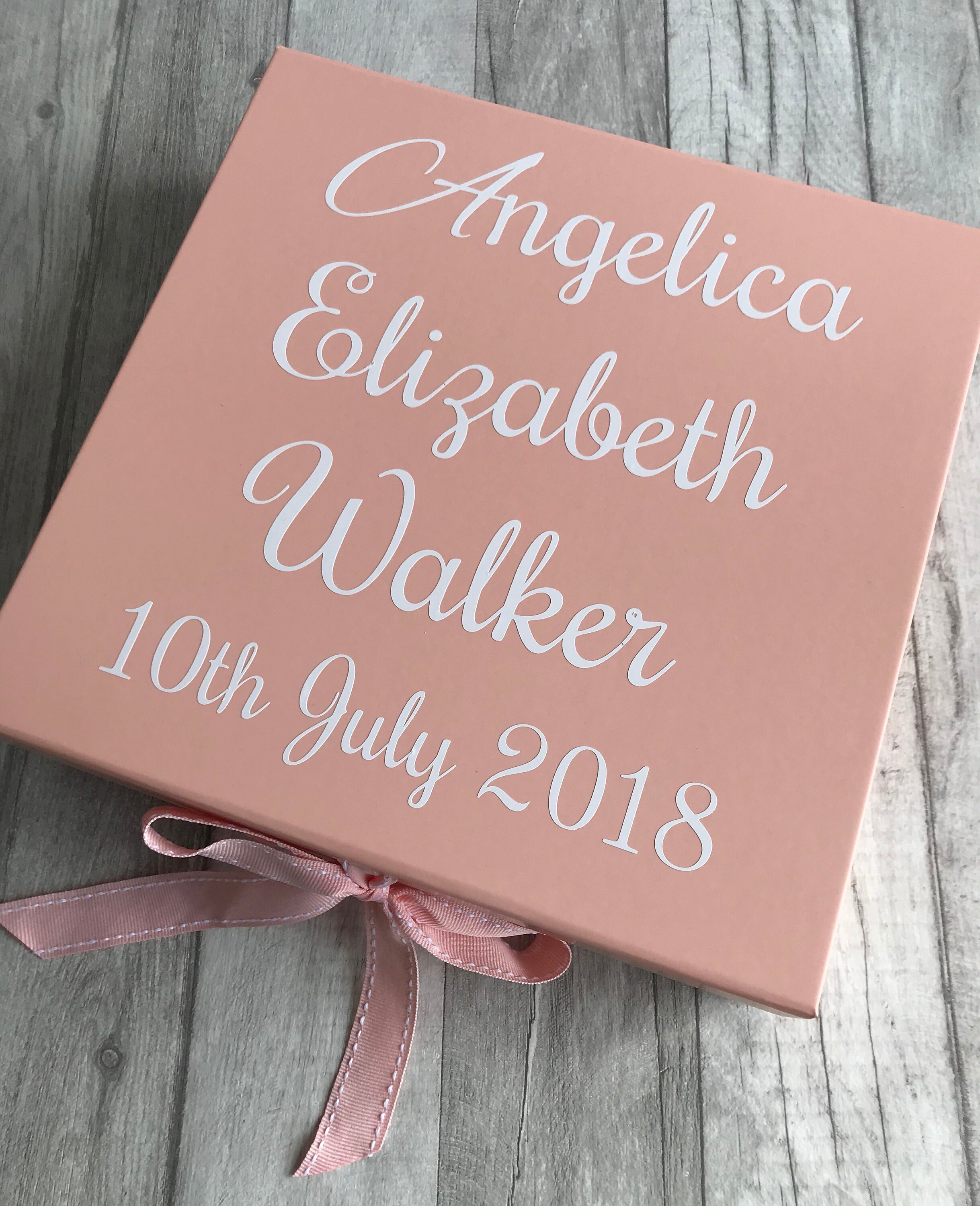 Personalised Newborn Baby Box With Ribbon Tie Name and Date | Etsy