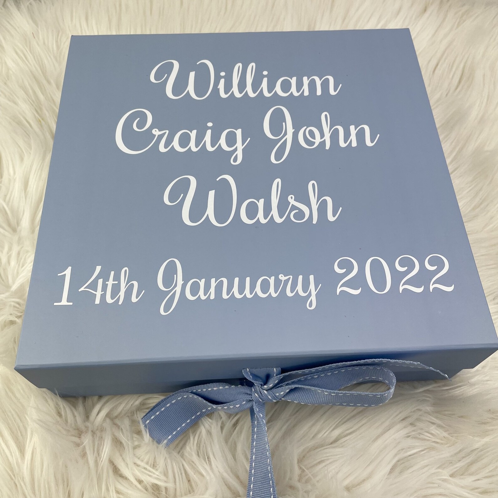 Personalised Newborn Baby Box With Ribbon Tie Name and Date - Etsy