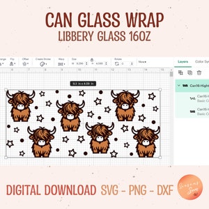 Highland Cow Libbey Glass Svg, Western Beer Glass Can, Highland Cow ...