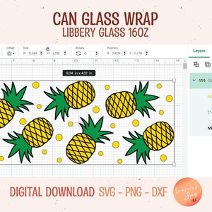 Beer Can Glass Svg Pineapples Svg Files for Cricut Summer Fruit Libbey ...