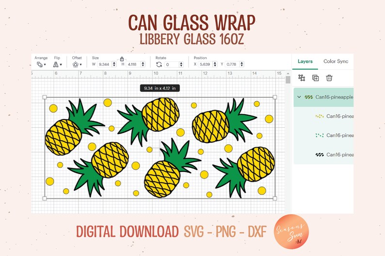 Beer Can Glass Svg Pineapples Svg Files for Cricut Summer Fruit Libbey ...