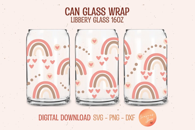 Beer Can Glass Svg Rainbow & Heart Svg Files for Cricut Rainbow Libbey ...