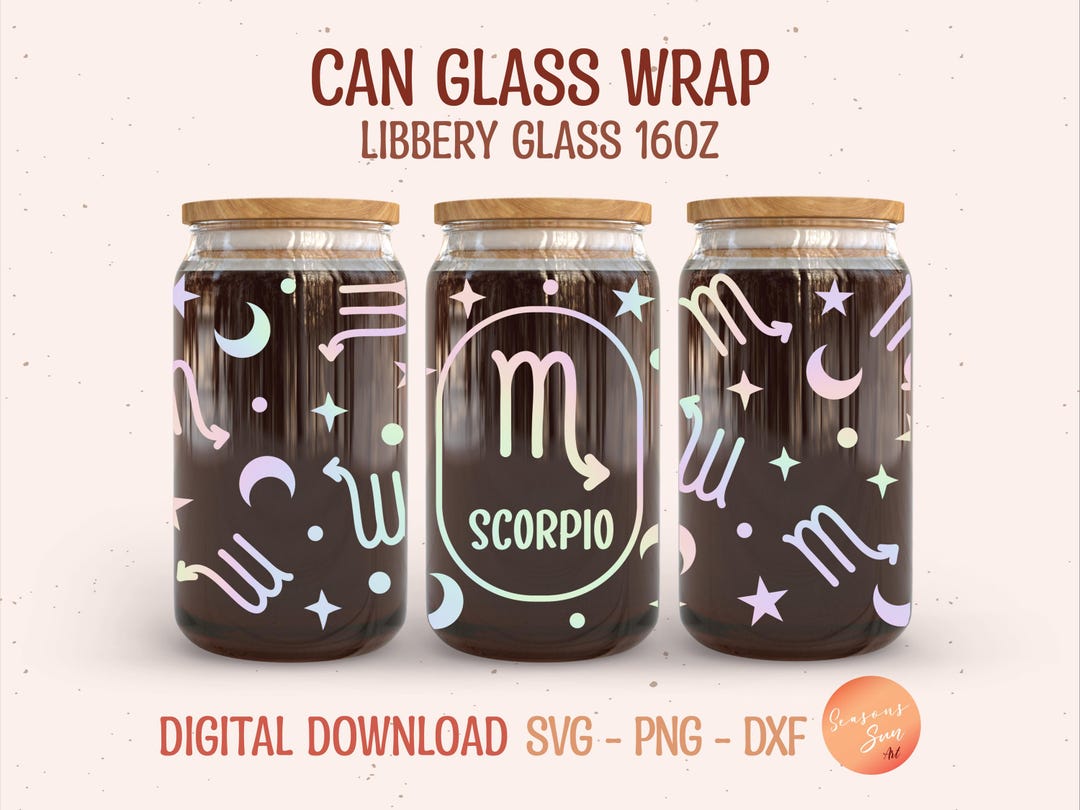 Scorpio Zodiac Libbey Glass Wrap SVG: Beer Can Glass Design (digital ...
