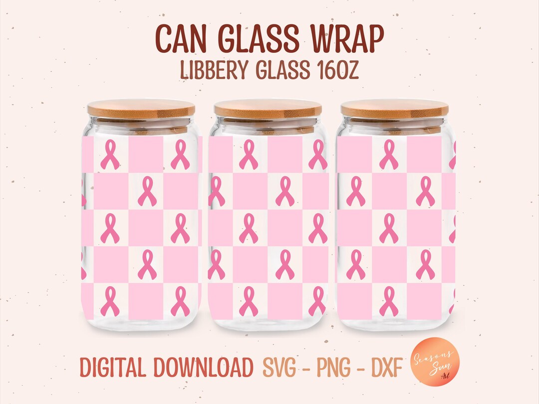 Checkered Breast Cancer Libbey Glass Svg Retro Breast Cancer Beer Can ...
