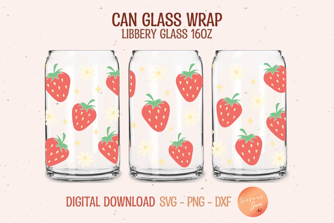 Libbey Glass Svg 16oz Strawberry Svg File for Cricut Summer Beer Can ...