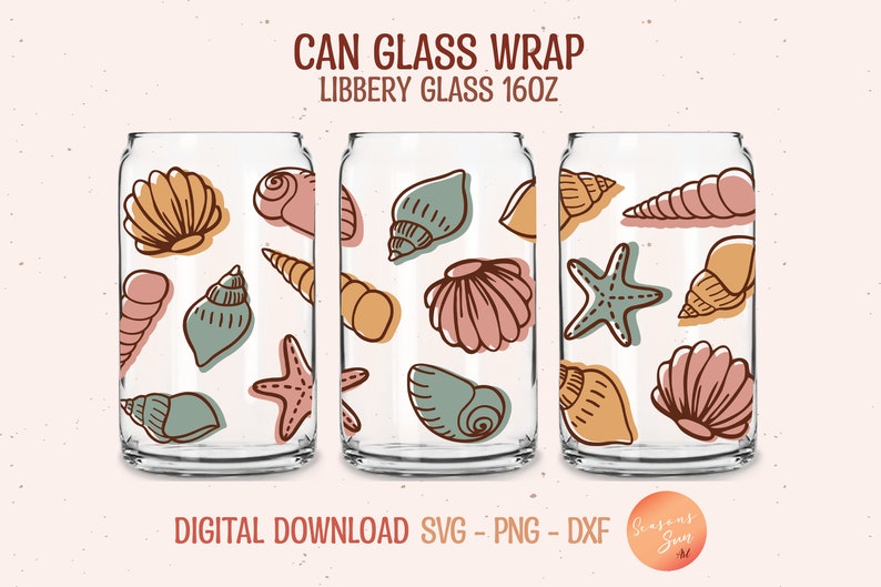 Beer Can Glass Svg Seashells Svg Files for Cricut Seashells - Etsy