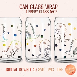Libbey Glass Svg 16oz Cute Dinosaur Svg File for Cricut Cute Dinosaur ...