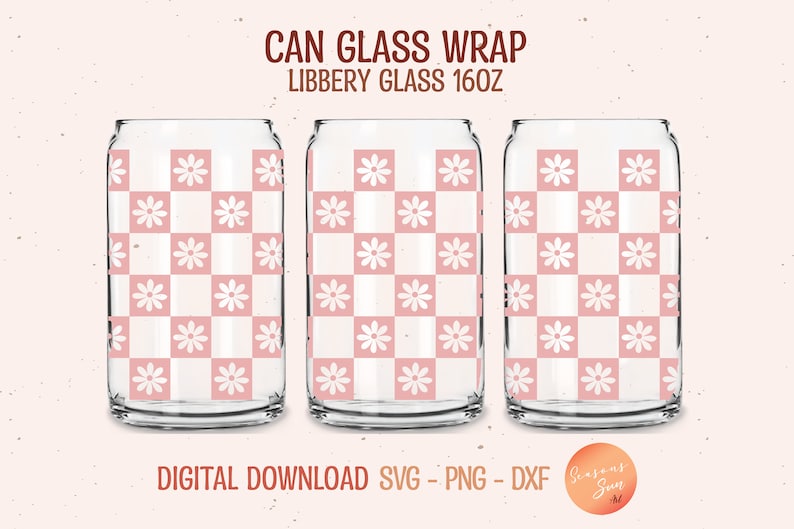 Beer Can Glass Svg Checkered Daisy Svg Files for Cricut Daisy Libbey ...