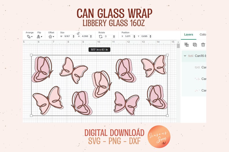 Beer Can Glass Svg Butterfly Line Art Svg File for Cricut Butterfly ...