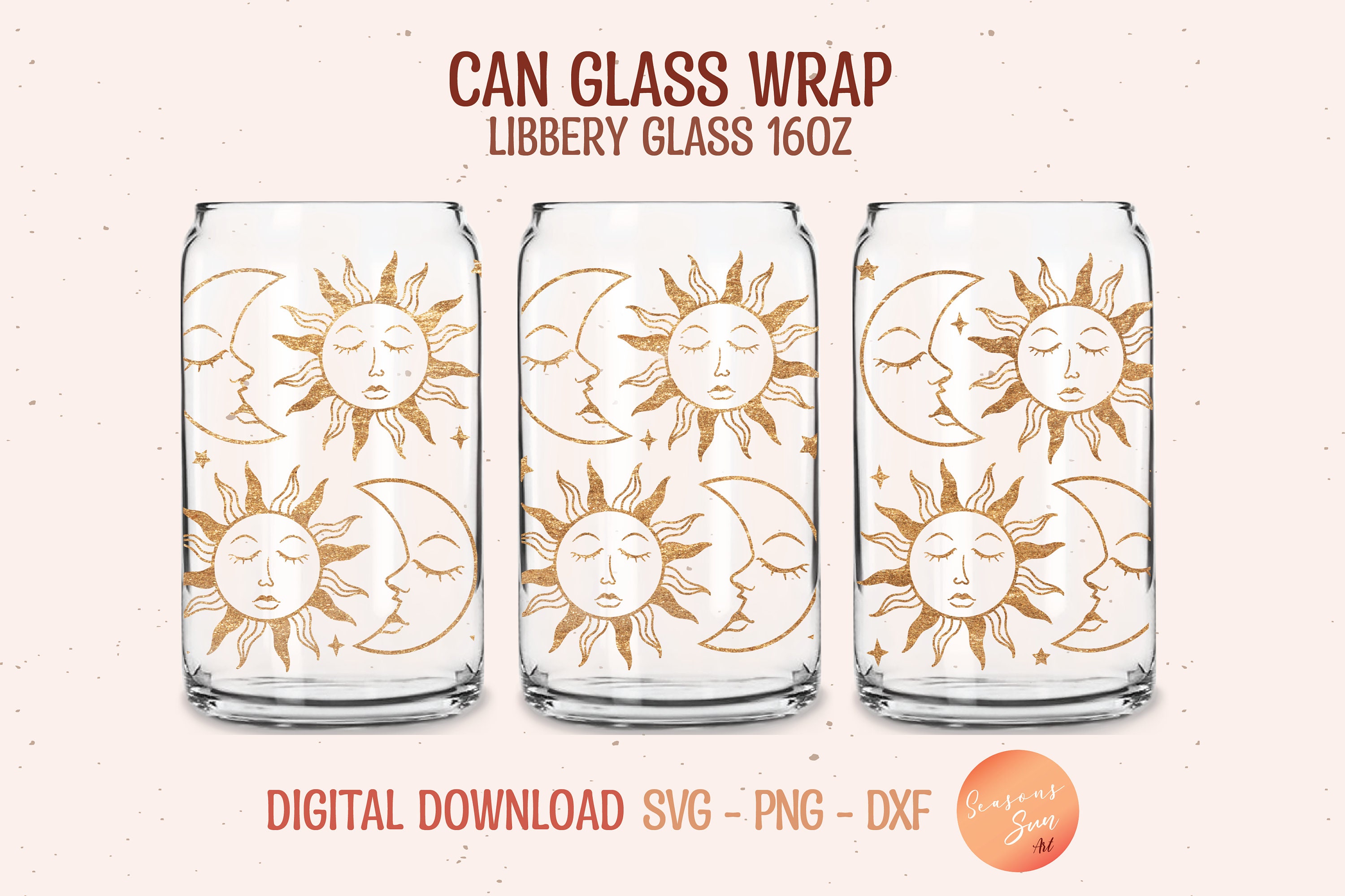 Beer Can Glass Svg Sun & Moon Svg Files for Cricut Celestial Libbey ...