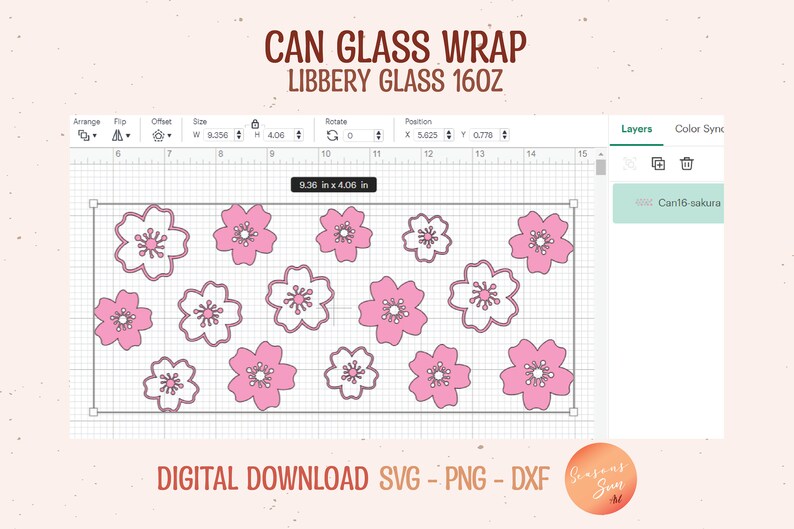 Beer Can Glass Svg Cherry Blossom Files for Cricut Cherry Blossom ...