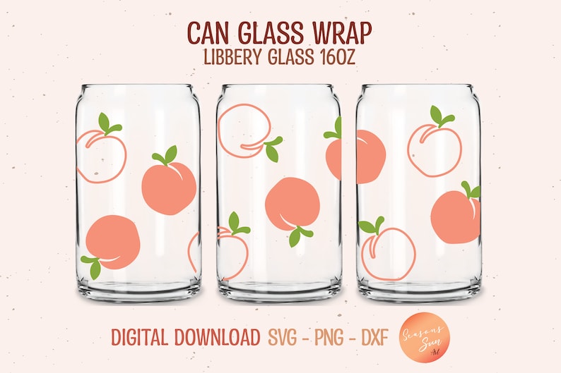 Beer Can Glass Svg Peach Svg Files for Cricut Summer Fruit Libbey Glass ...
