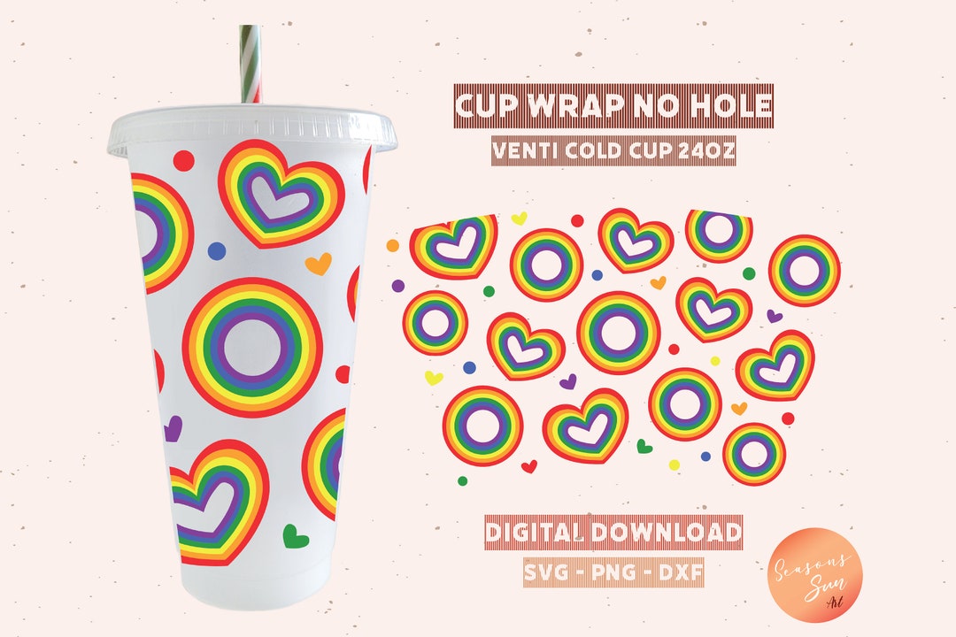 Pride Cold Cup Svg-nohole, LGBTQ Cup SVG, Cup Wrap, Full Wrap for Venti ...