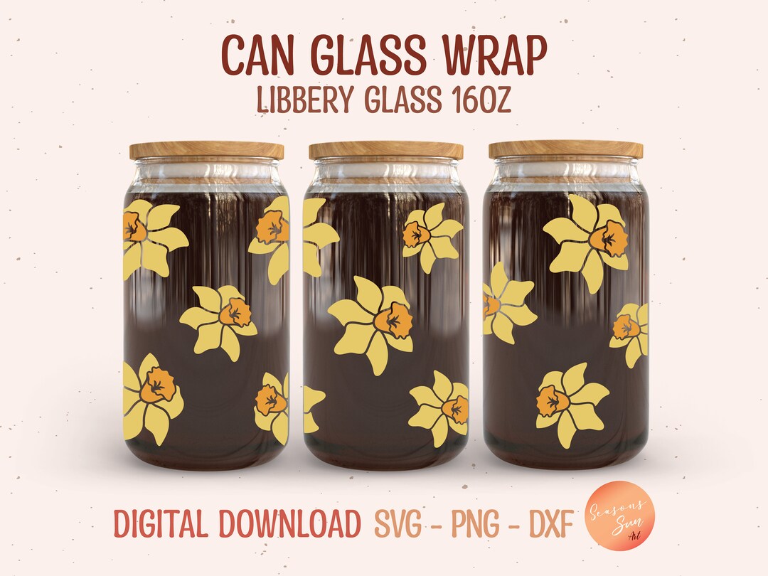 Daffodil Libbey Glass Wrap SVG: Spring Flower Beer Can (digital Files ...