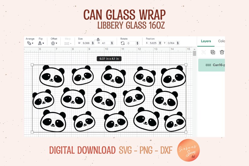 Beer Can Glass Svg Panda Svg File for Cricut Kawaii Panda Libbey Glass ...