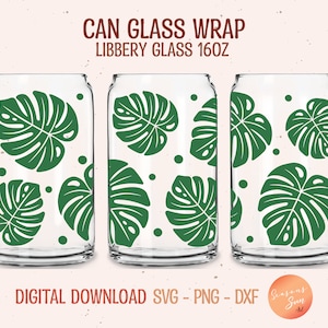Beer Can Glass Svg Monstera Leaf Svg Files for Cricut Monstera Libbey ...