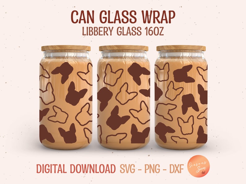 Dog Libbey Glass Svg 16oz French Bulldog Svg File for Cricut Dog Beer ...