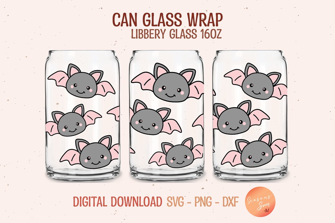 Halloween Libbey Glass Svg Cat Bat Beer Can Glass Svg Spooky 16oz ...